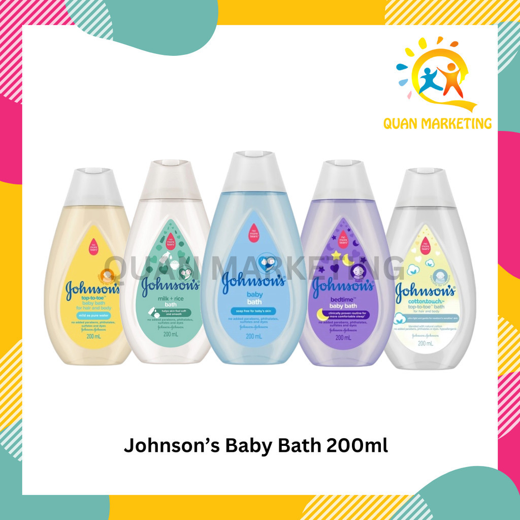 Johnson's Baby Bath 200ml (Baby Bath / Bedtime / Milk + Rice / Top-To ...