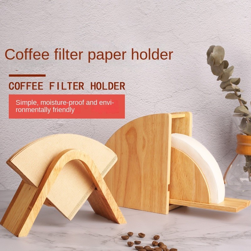 Hand brewed coffee solid wood filter paper rack arched wooden bracket ...