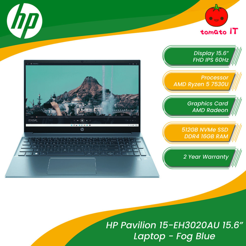 HP Pavilion 15-EH3020AU Laptop Fog Blue - 15.6" FHD IPS/R5-7530U/16GB ...