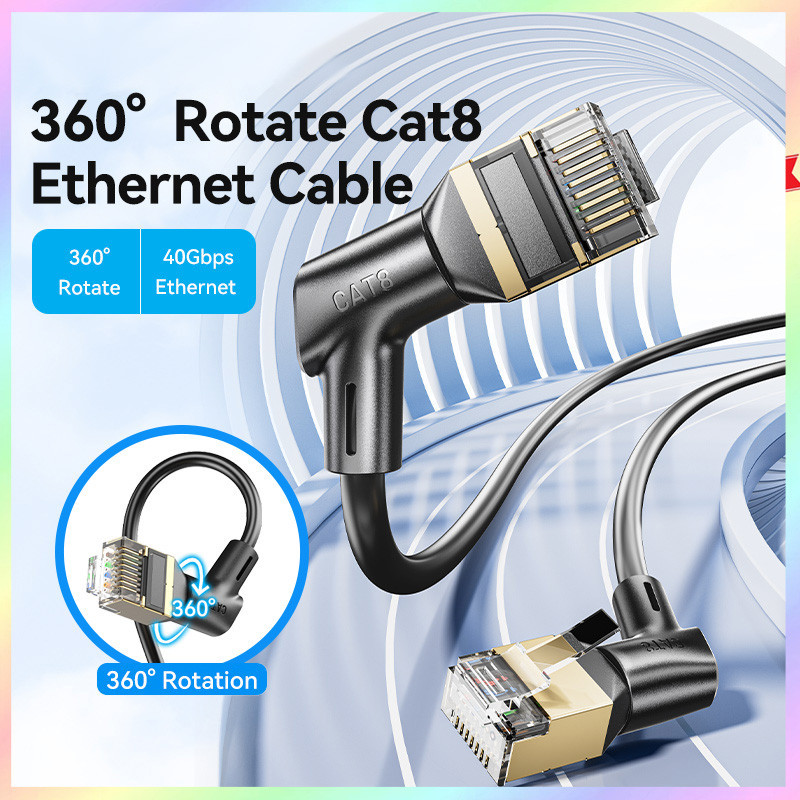 Vention Ethernet Cable Cat 8 Super Speed 360° Rotate Cable Double Elbow ...