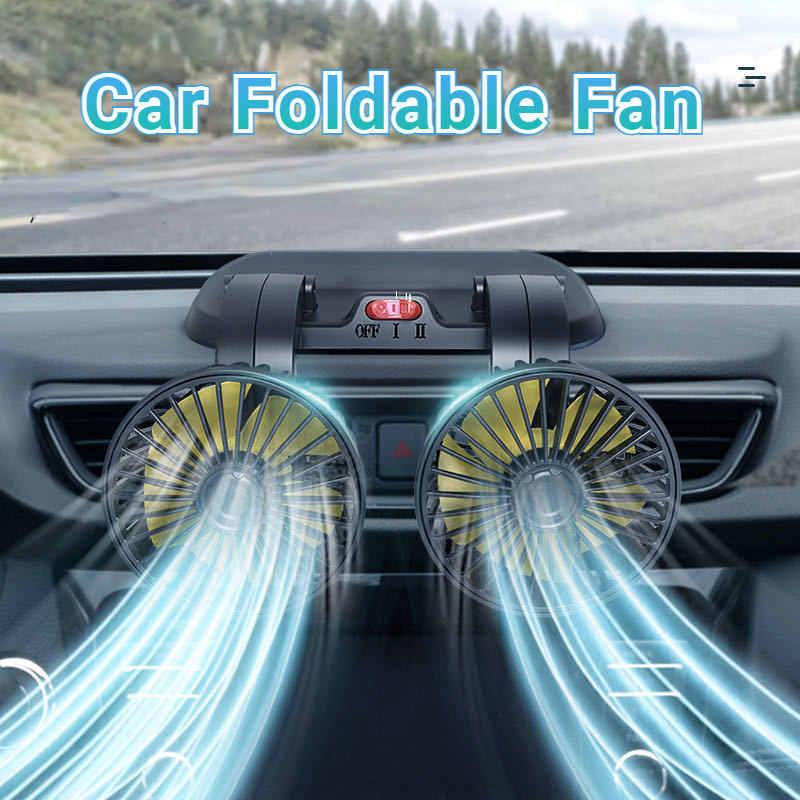 Car Double Head Cooling Fan, 360° Adjustable Foldable Electric Fan ...
