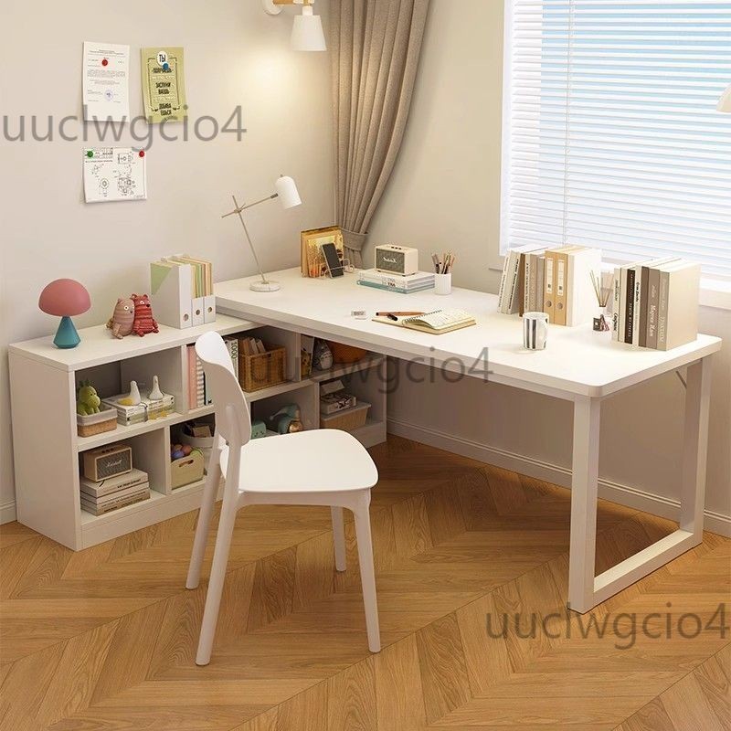 Corner desk bookshelf in-one table L-shaped computer desk student home ...