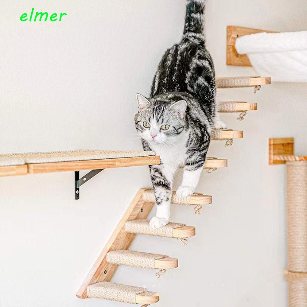 ELMER Cat Climbing Shelf Steps, Solid Wood Wall Mounted Cat Steps ...