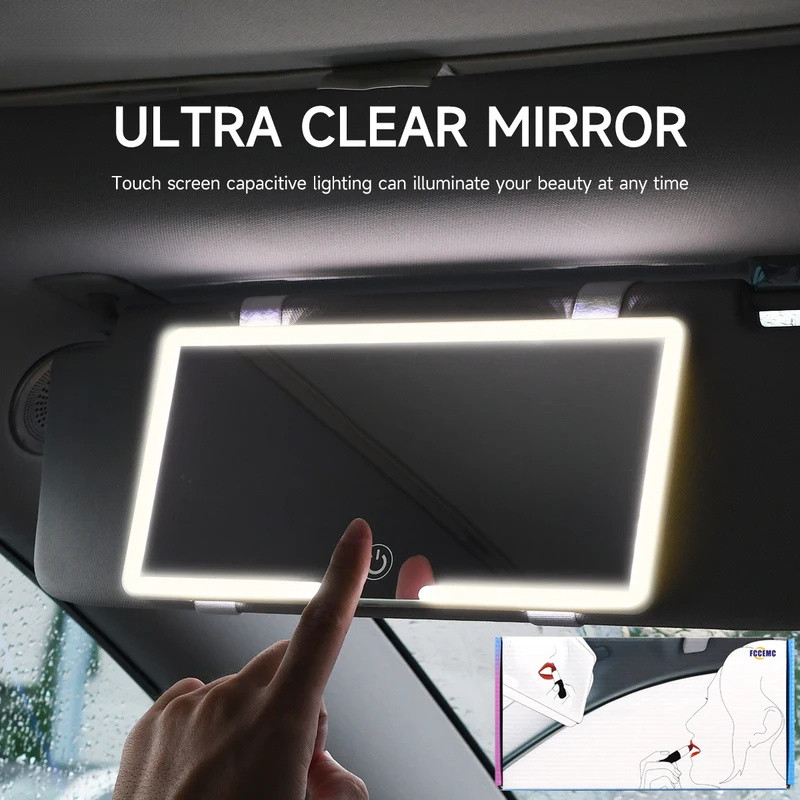 Car Interior Mirrors Sun Visor Plate LED HD Makeup Mirror for Girls ...