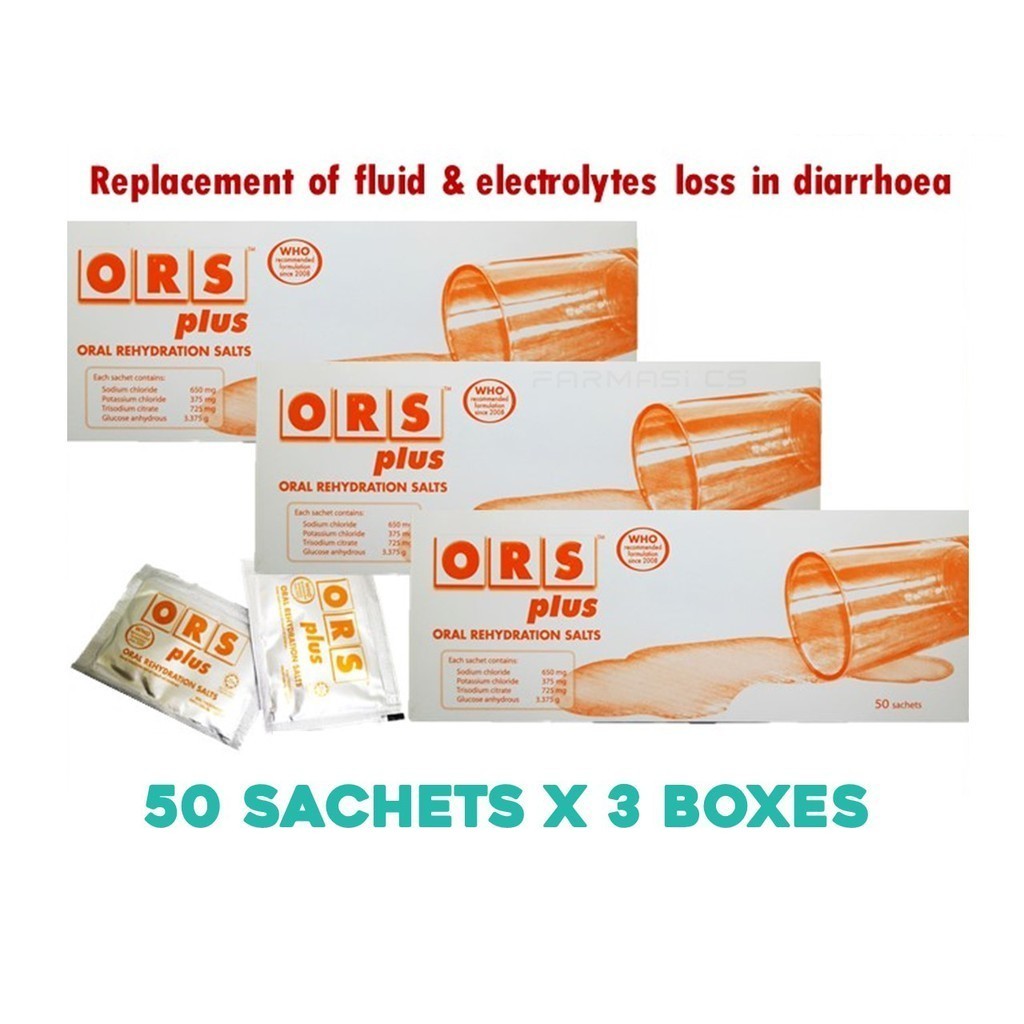 ORS Plus Orange Oral Rehydration Salts 50 sachets x 3 Boxes (TRIPLE ...