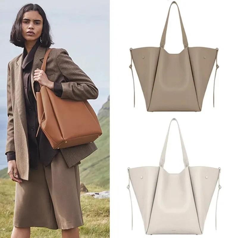 2025 Fashion new polene bucket bag France large capacity soft leather ...