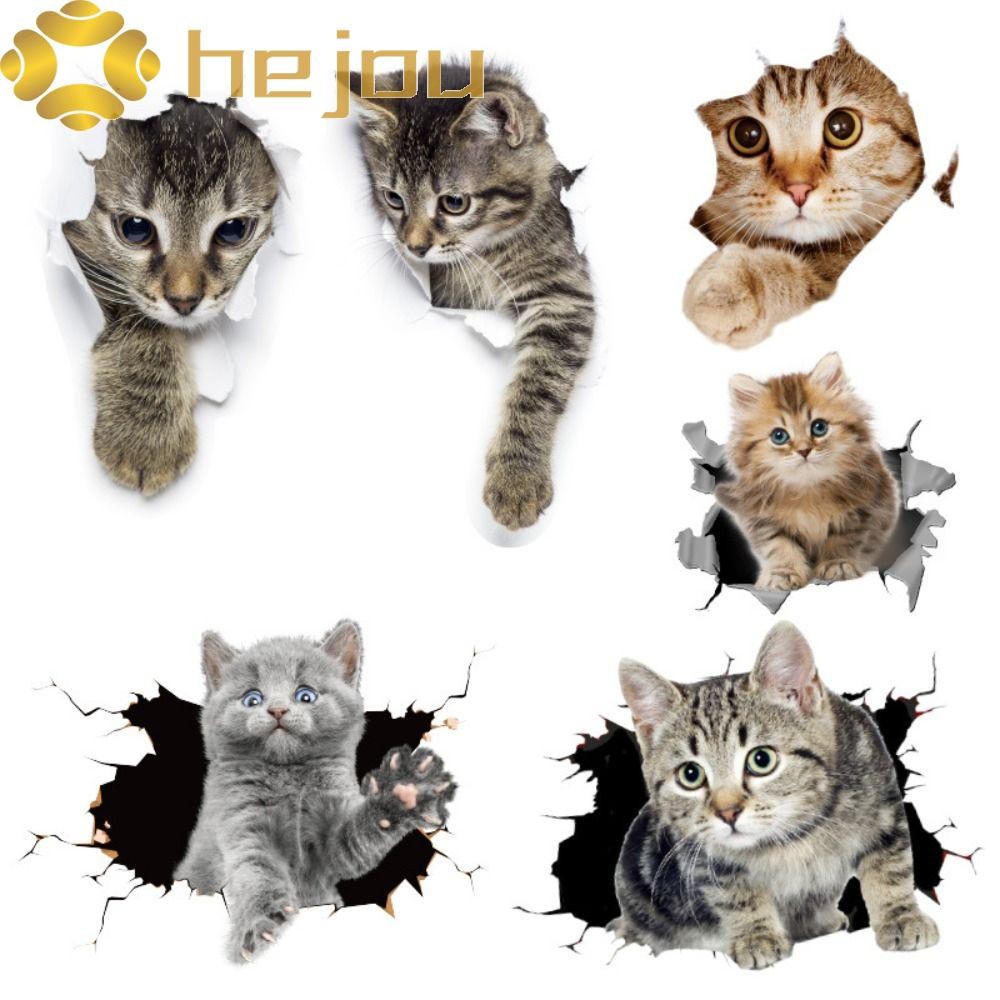 HEJOU Car 3D Cat Stickers, 3D Cat Animal Styling Cat in The Crack ...