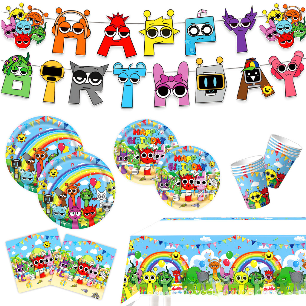 New Sprunki popular cartoon birthday party set, balloons, banners ...