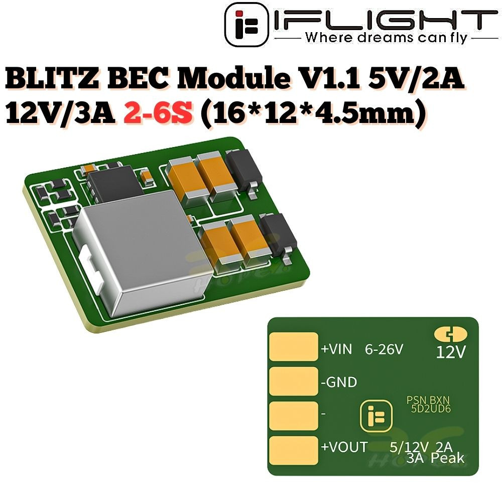 iFlight BLITZ BEC Module V1.1 5V/2A 12V/3A 2-6S For RC FPV Racing Drone ...