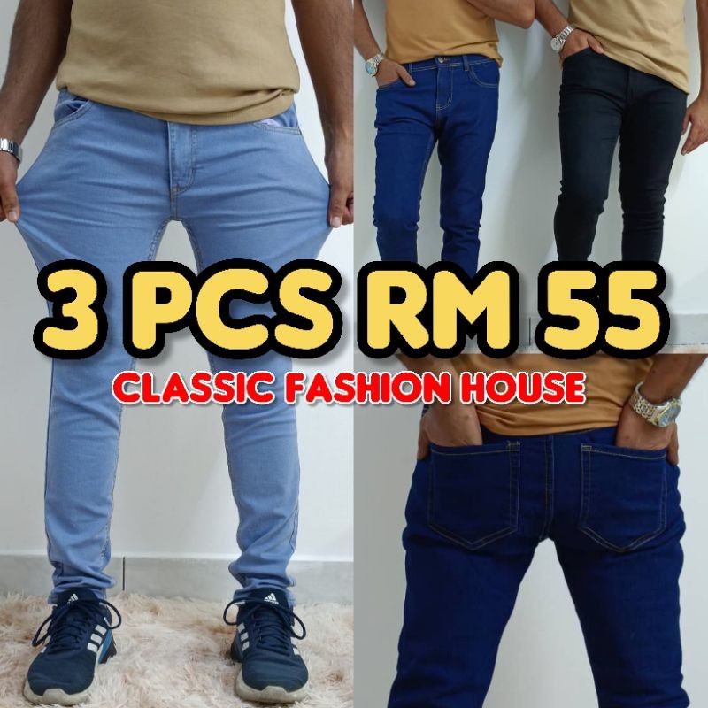 Seluar Men's Skinny Jeans High stretchable COMBO PACK 26-40 Ready Stock ...