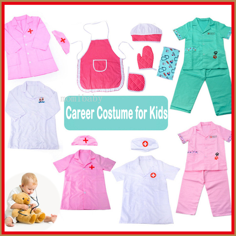 Career Costume for Kids Boys Girls Veterinary Doctors Cosplay Uniform ...