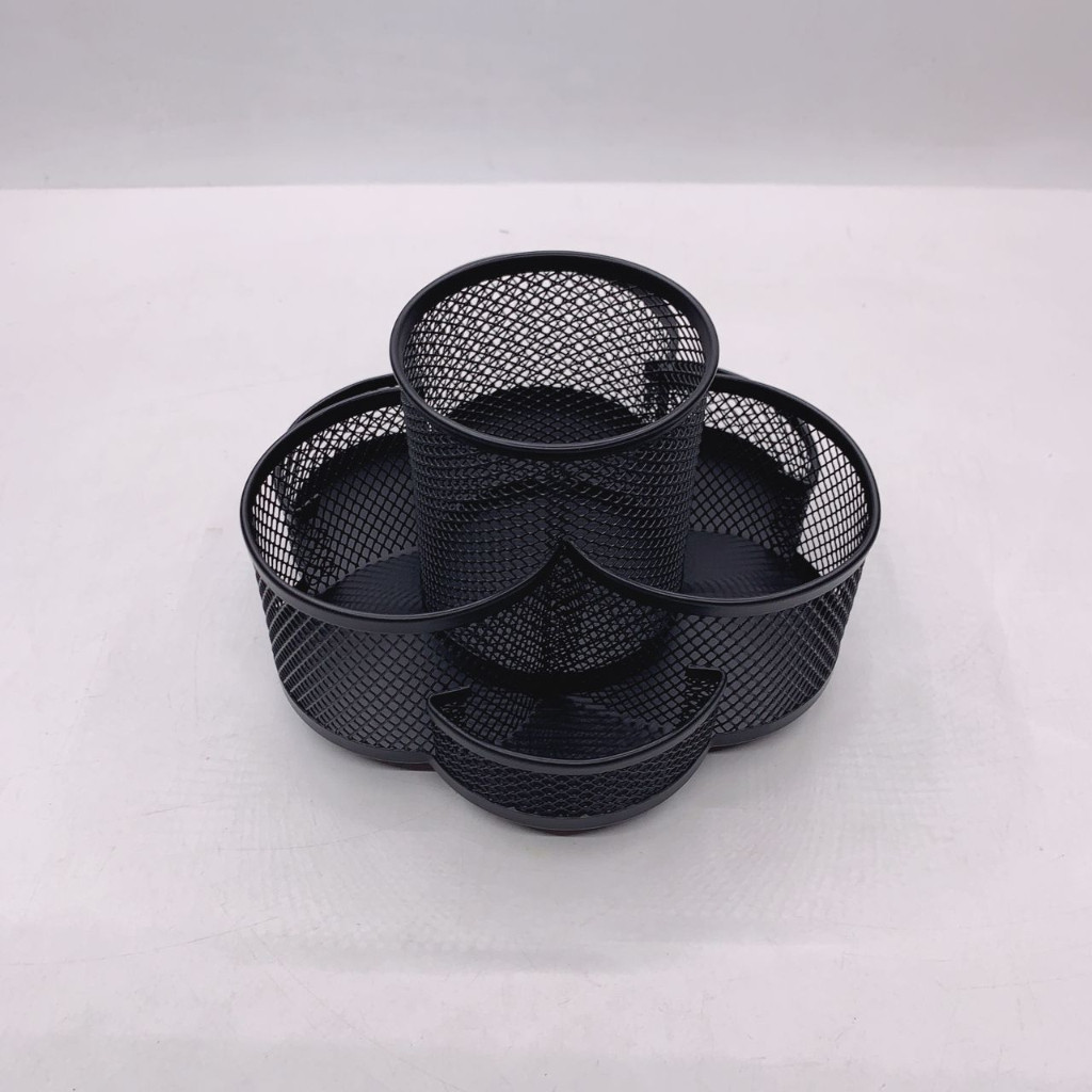 HIGH QUALITY Multi-Functional Round Rotating Metal Pen Holder Storage 7 ...