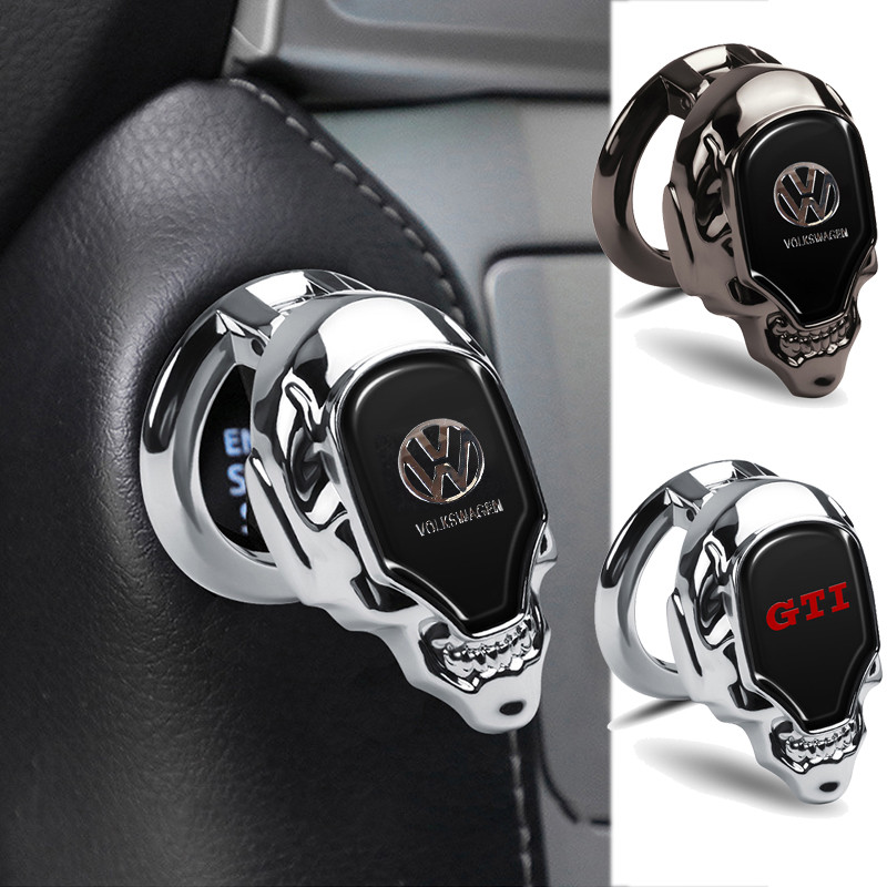 Metal Car One-click Start Button Cover Skull Sticker For Volkswagen VW ...