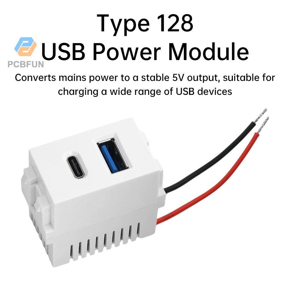 Pcbfun Type 128 USB Power Module 220V Socket 5V2.1A Dual Port USB+Type ...