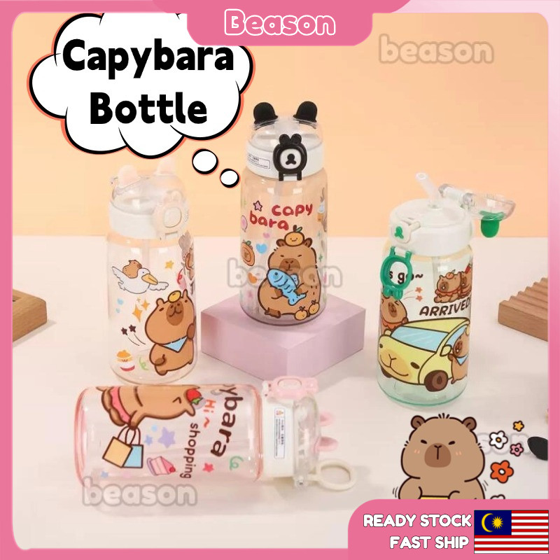 Capybara Cartoon Botol Air 500ml Capybara Bottle Kids Straw Bpa Free ...