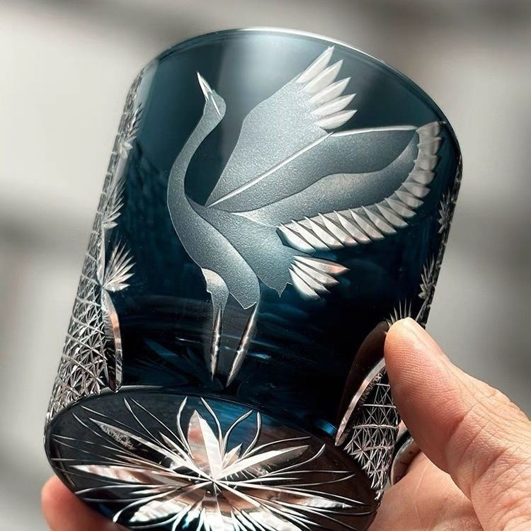 Luxury Edo Kiriko Crane Japanese Crystal Glass High-End Handmade Wine ...