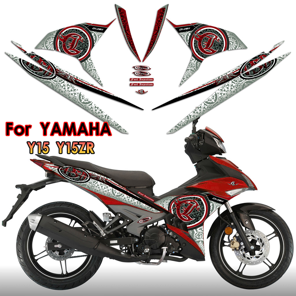 For MOTOR YAMAHA Y15 Y15ZR STRIPE CUSTOM Side Body Sticker Batik ...