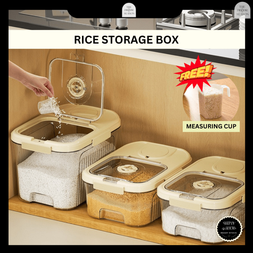 3/5/10/15kg Airtight Sealed Rice Cereal Grains Tupperware Dog Cat Pet ...