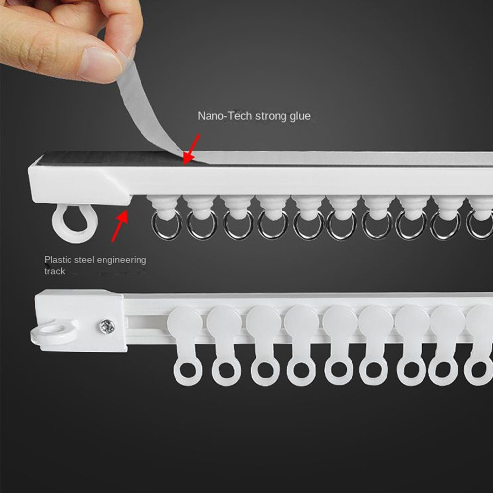 Curtain track punch-free slide rail side-mounted top-mounted self ...