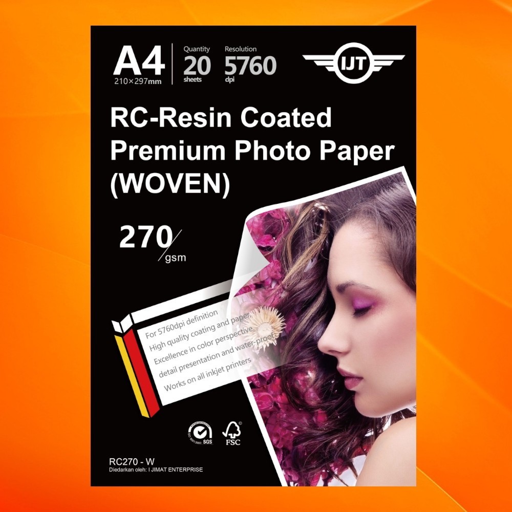 IJT RC270-W Resin Coated High Premium Quality RC Photo Paper A4 Size ...