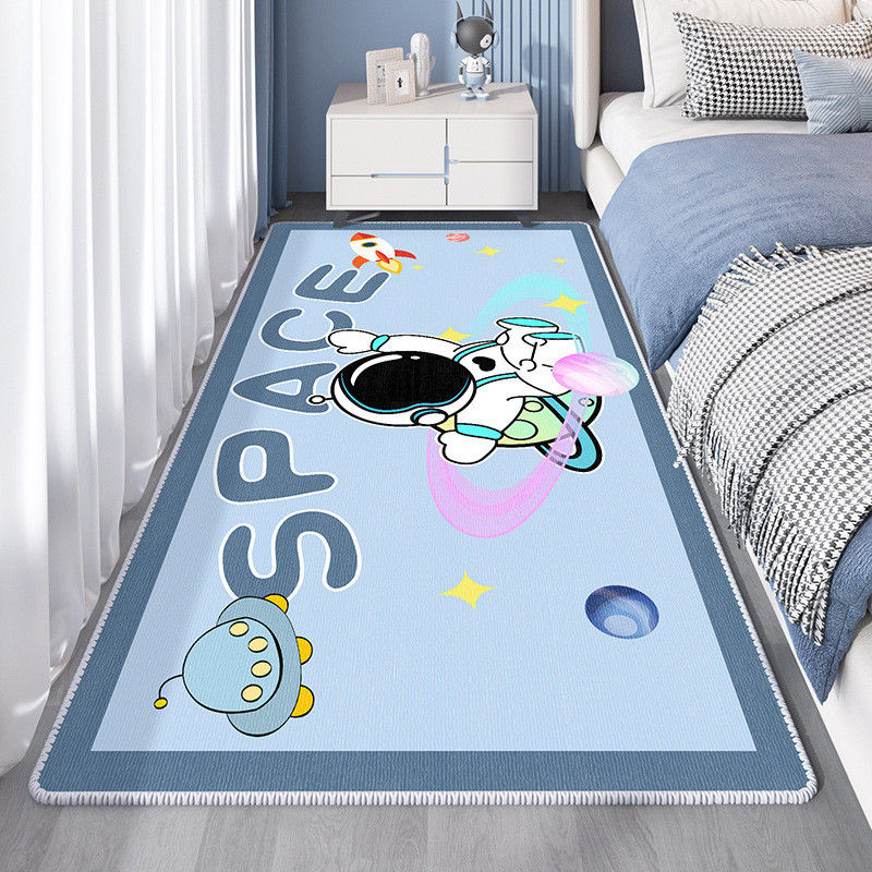 Cartoon Astronaut Crystal Velvet Carpet Strip Bedroom Bed Blanket Bay ...