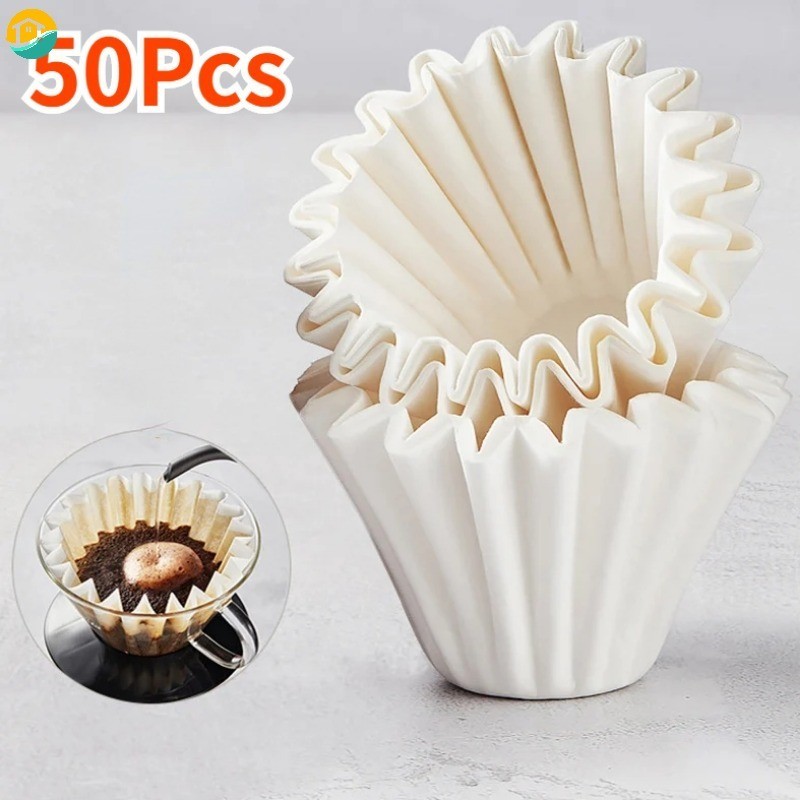 50Pcs/Set Disposable Coffee Corrugated Filter Paper Drip-type Hand ...