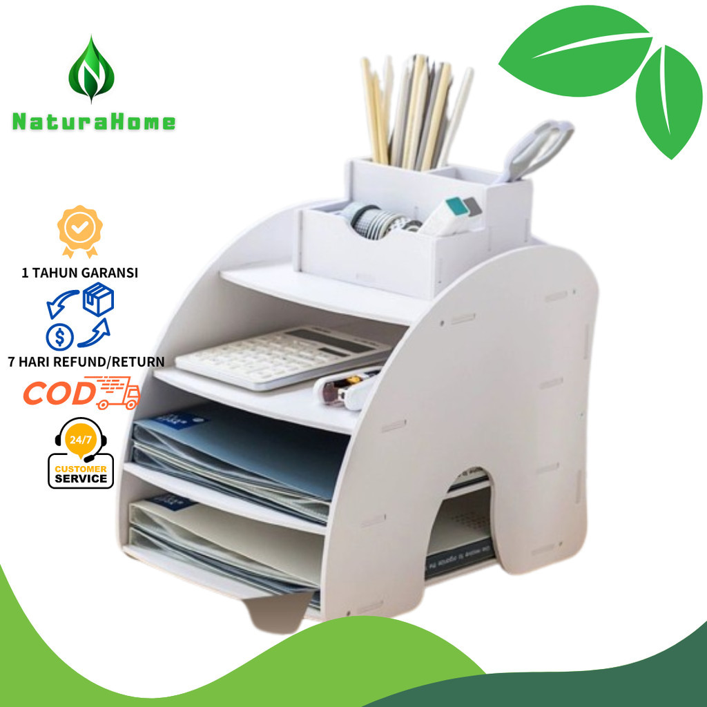 Naturahome - Multi-Layer Shelf File Storage Paper Document Rack 3-tier ...