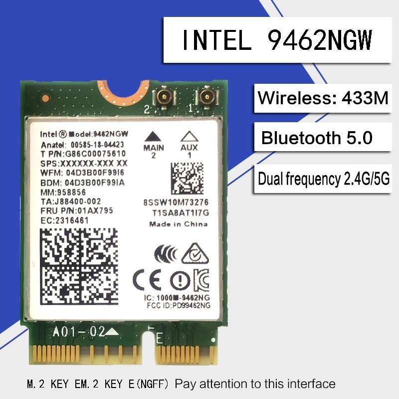 Intel AC 9462NGW 9461 ASUS MSI Shenzhou wireless network card 5G dual ...