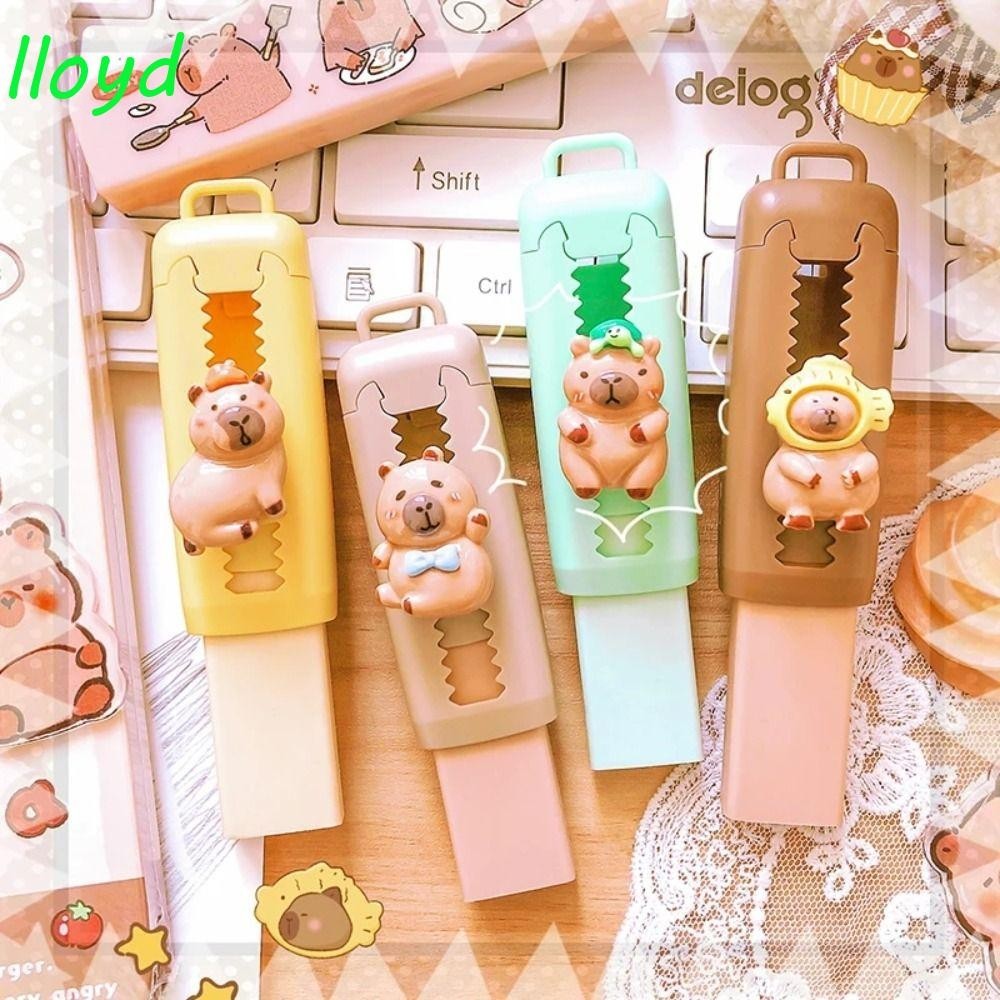 LLOYD Push Pull Eraser, Wiping Retractable Capybara Eraser, Stationery ...