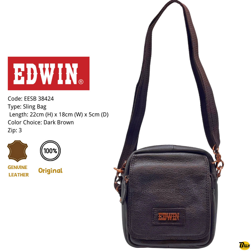 EDWIN Brand Men’s Genuine Leather Sling bag ( EESB 38424 ) | Shopee ...