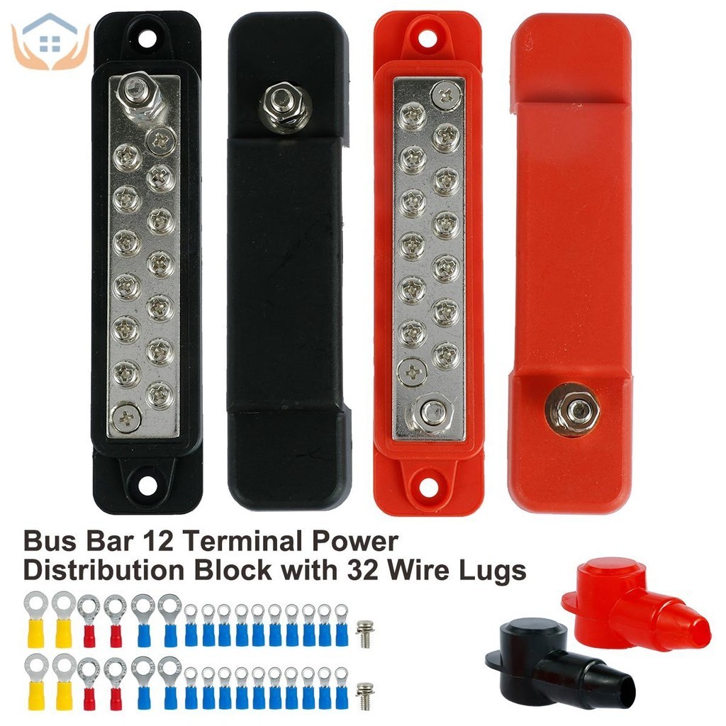 2Pcs 12 Way Bus Bar Terminal Block 48V DC 180A Professional Power ...