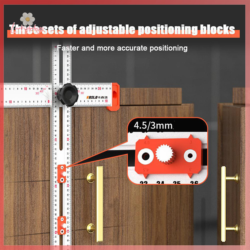 Luckybabys> 4 In 1 Drilling Positioning Ruler Combination Angle Ruler T ...
