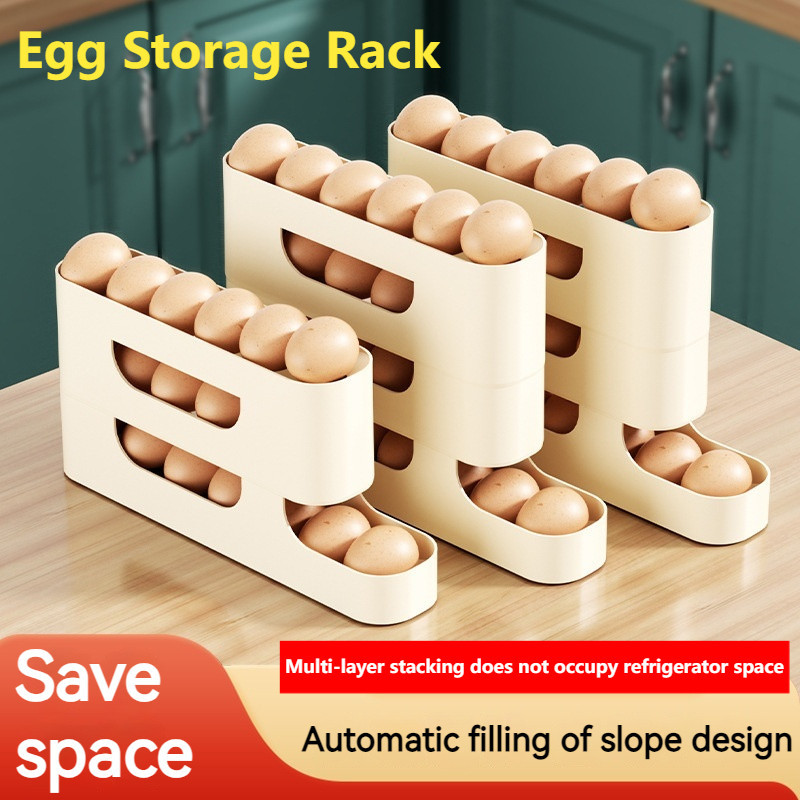 Egg Rack, Sliding Egg Storage Box, 4-Layer Egg Storage Rack, Can Hold ...