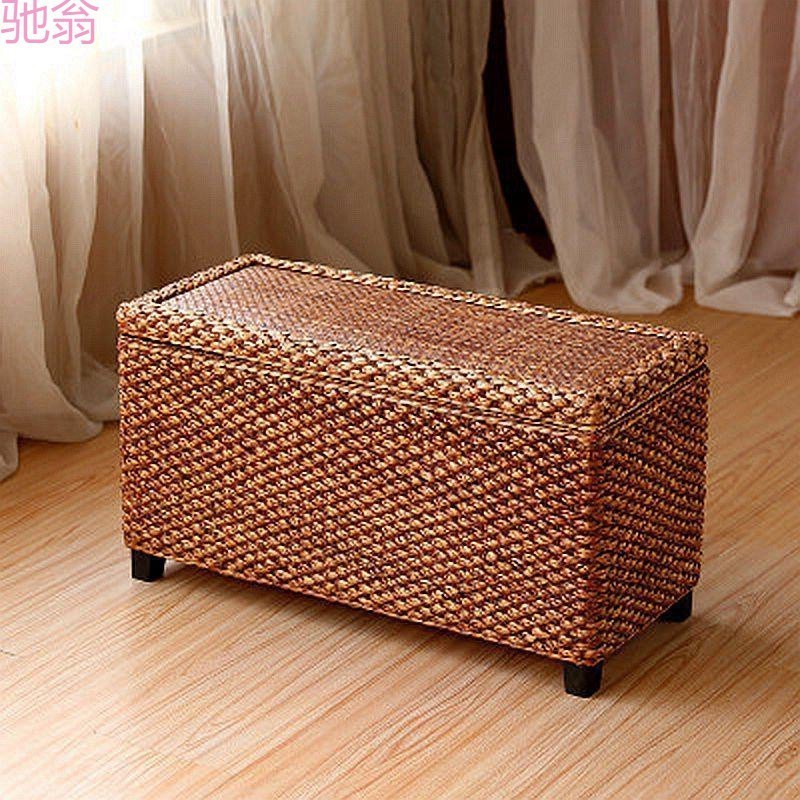 Rattan storage stool, hallway, shoe changing stool, shoe stool, solid ...