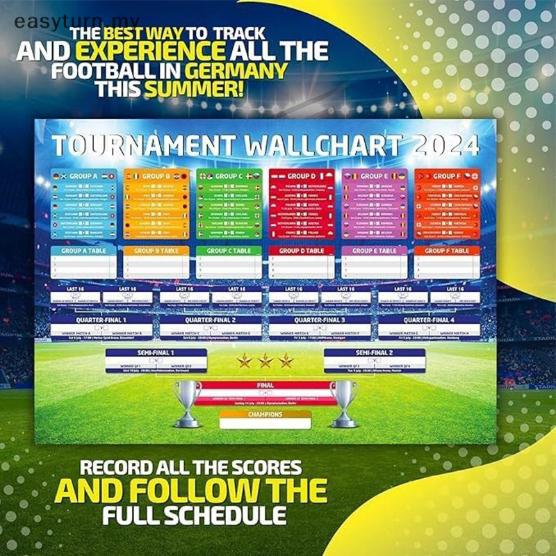 easyturn 2024 Euro Soccer Wall Chart Schedule Poster Germany Euro ...