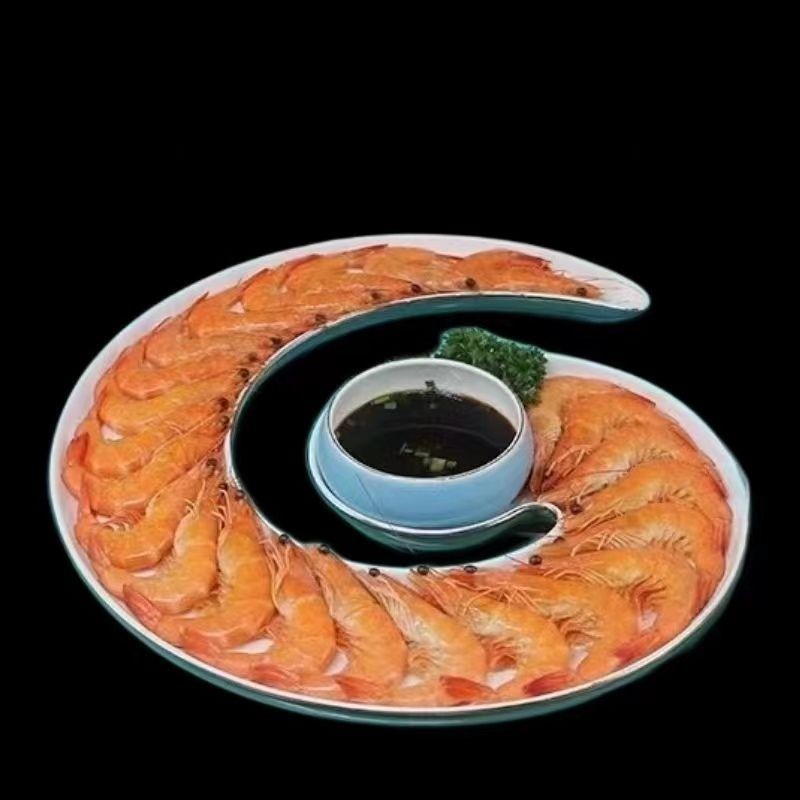Plate Creative Influencer Long Strip Arc Shape with Fish Eel Ceramic ...