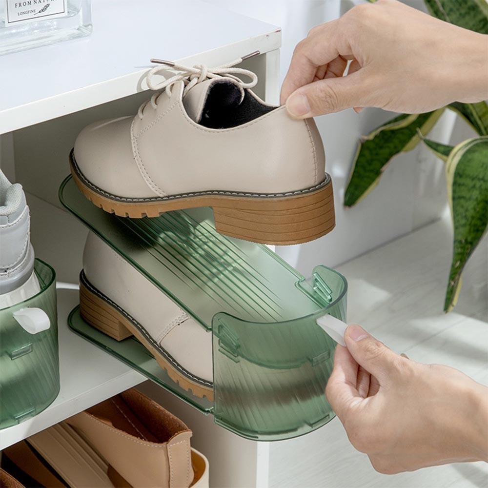 Double-layer adjustable shoe rack integrated shoe support shoe cabinet ...