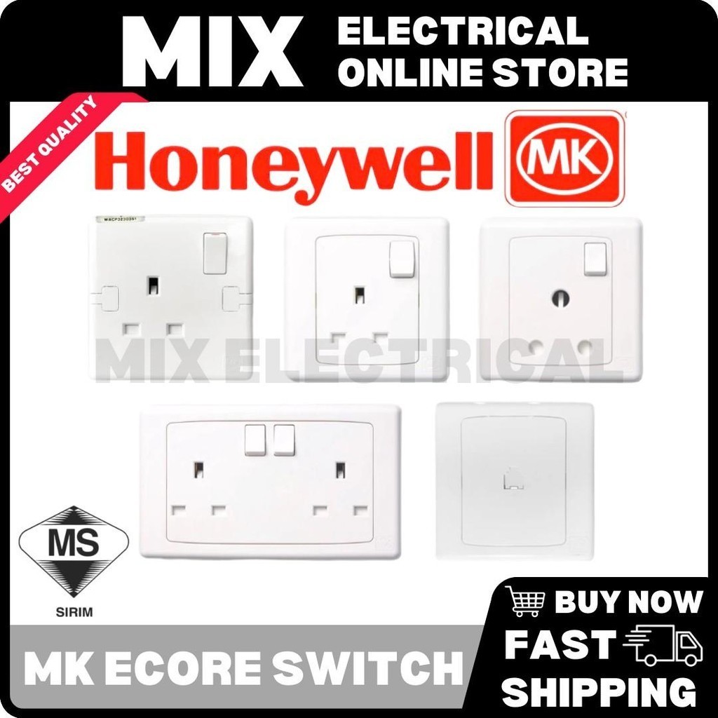 MK Ecore Series 13A / 15A Switch Socket Outlet / Telephone Socket ...