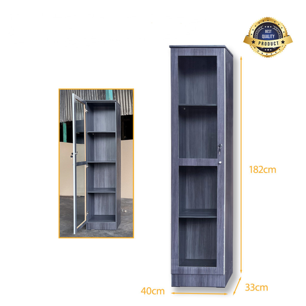 DILA 6FT Height Slate Black Display Cabinet Glass Cabinet Display Rack ...