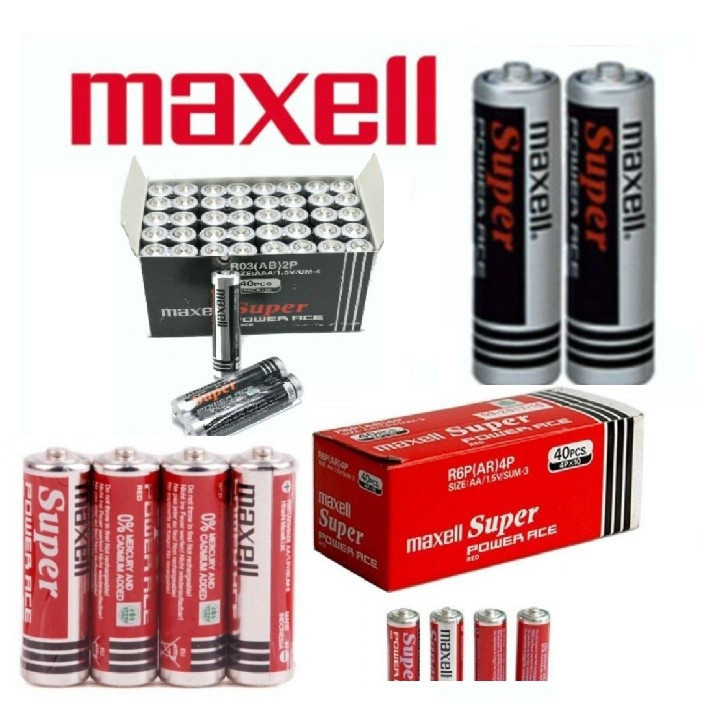 Maxell Super Power Ace Red Size AA Battery Black Size AAA Battery (2 ...
