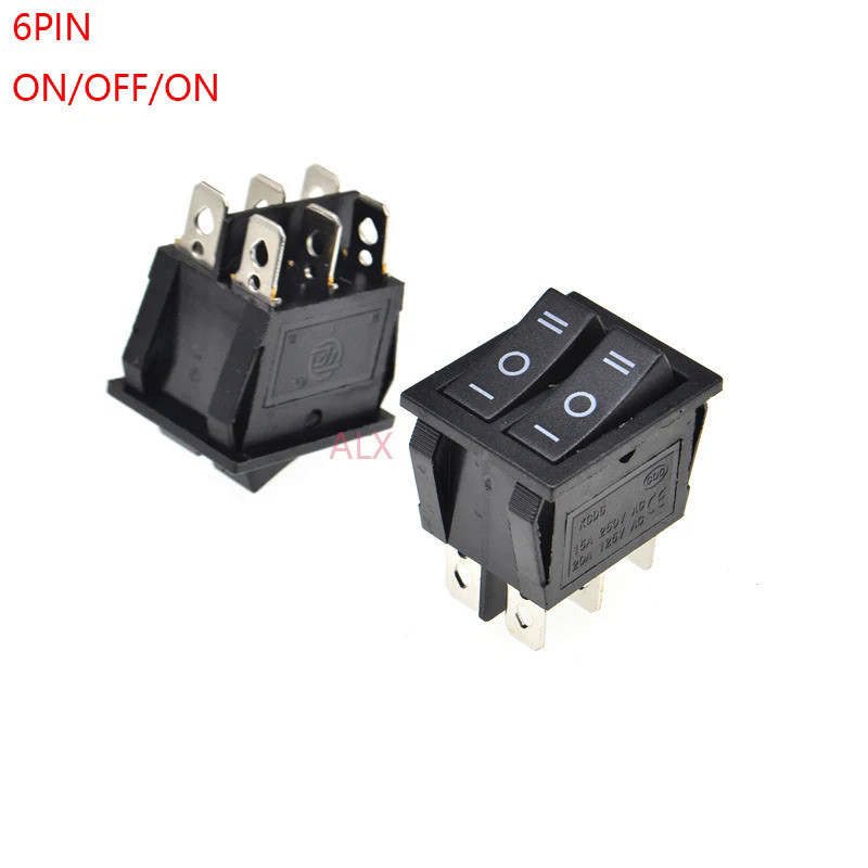 2PCS KCD4 two ways 6 PIN Push Button rocker Switch ON/OFF/ON double ...