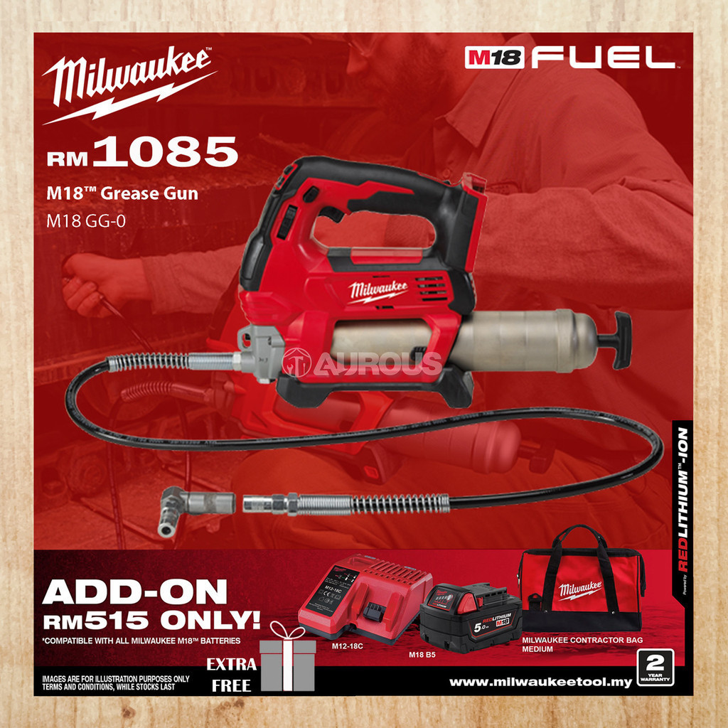 MILWAUKEE M18 FUEL CORDLESS 2-SPEED GREASE GUN (M18 GG-0 / M18 GG-501B) | Shopee Malaysia
