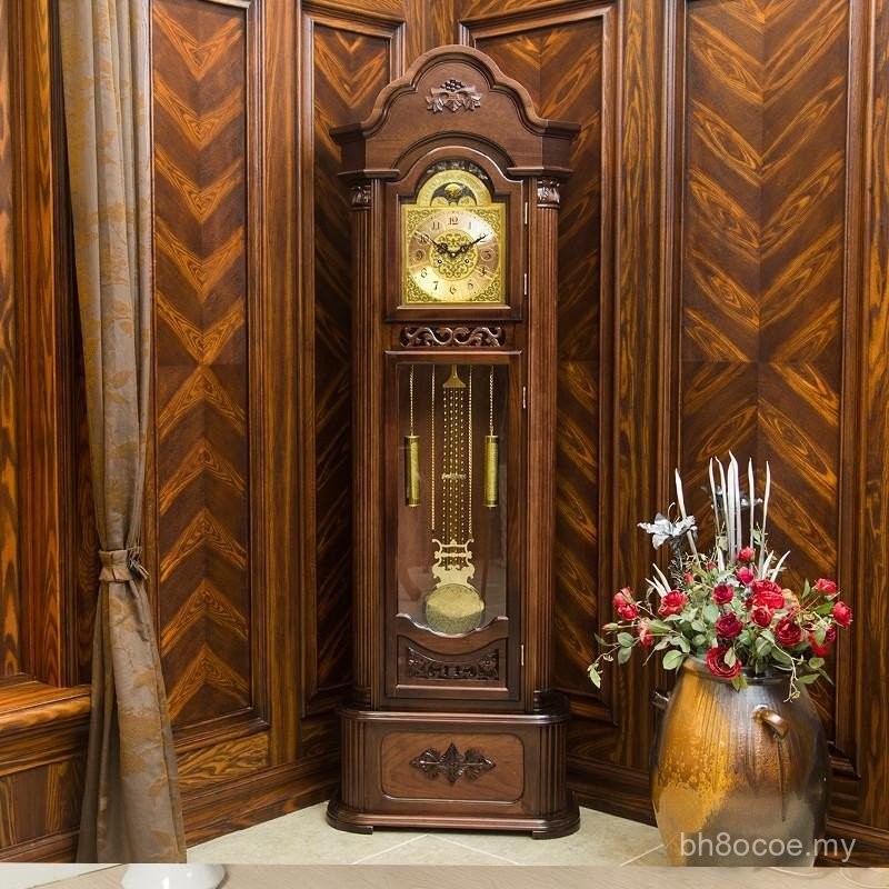 Jam Lantai Kayu Pepejal Berdiri Jam Pendulum Retro Jam Mekanikal Eropah ...