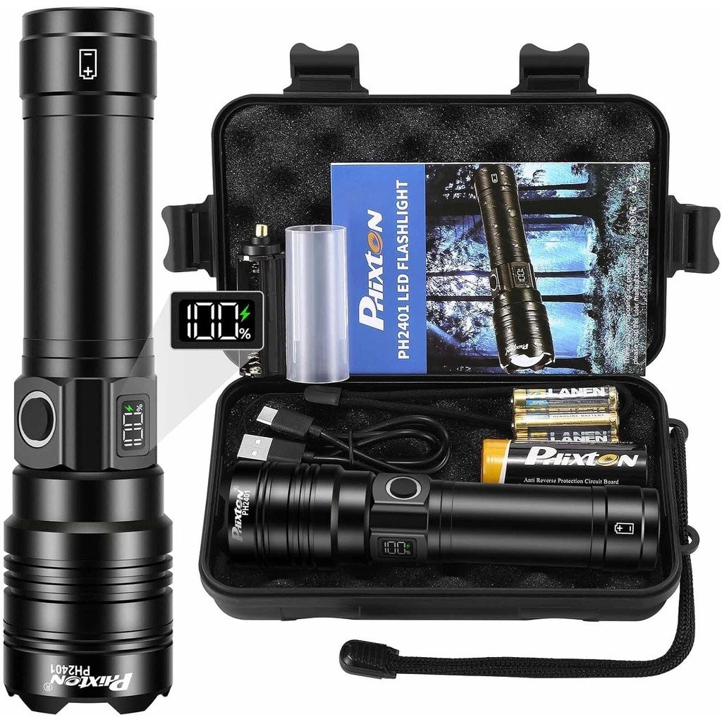 Lampu suluh boleh dicas semula 1000000 lumens tinggi jarak jauh 3280 ...