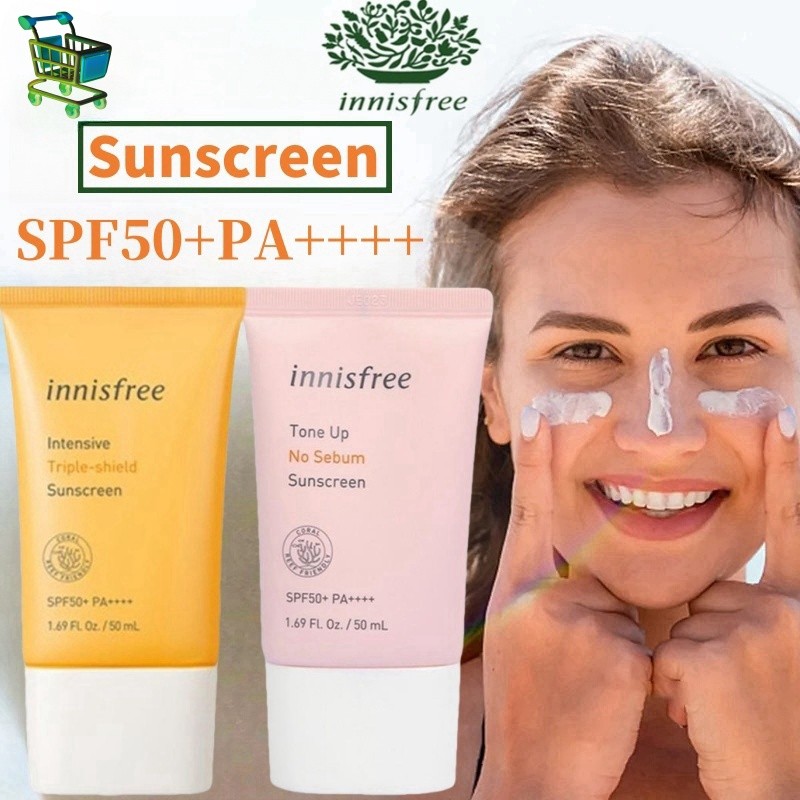 Innisfree Tone-up No Sebum Sunscreen SPF50 PA+++ Intensive Triple Shield Sunscreen Sunblock 50ml ...
