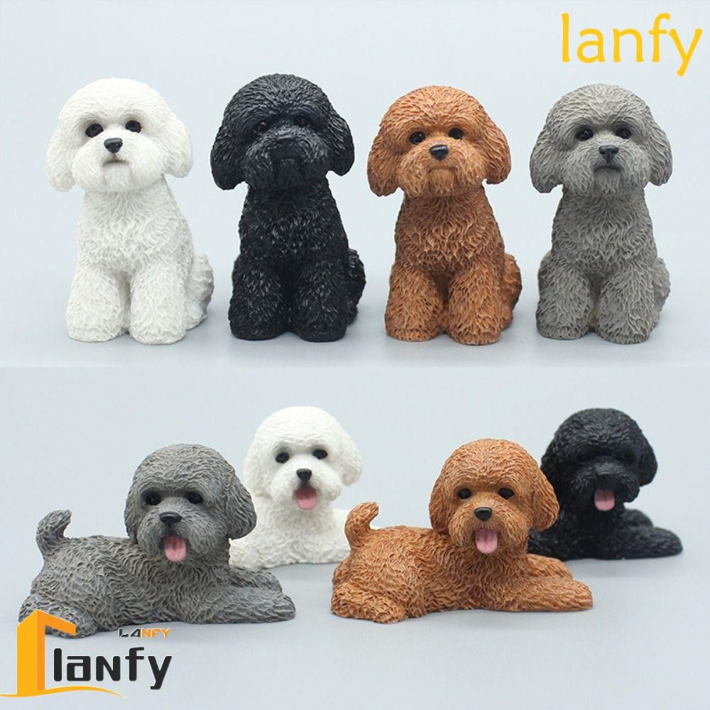 LANFY Poodle Dog Figures, Simulation Puppy Model Mini Animal Ornament ...