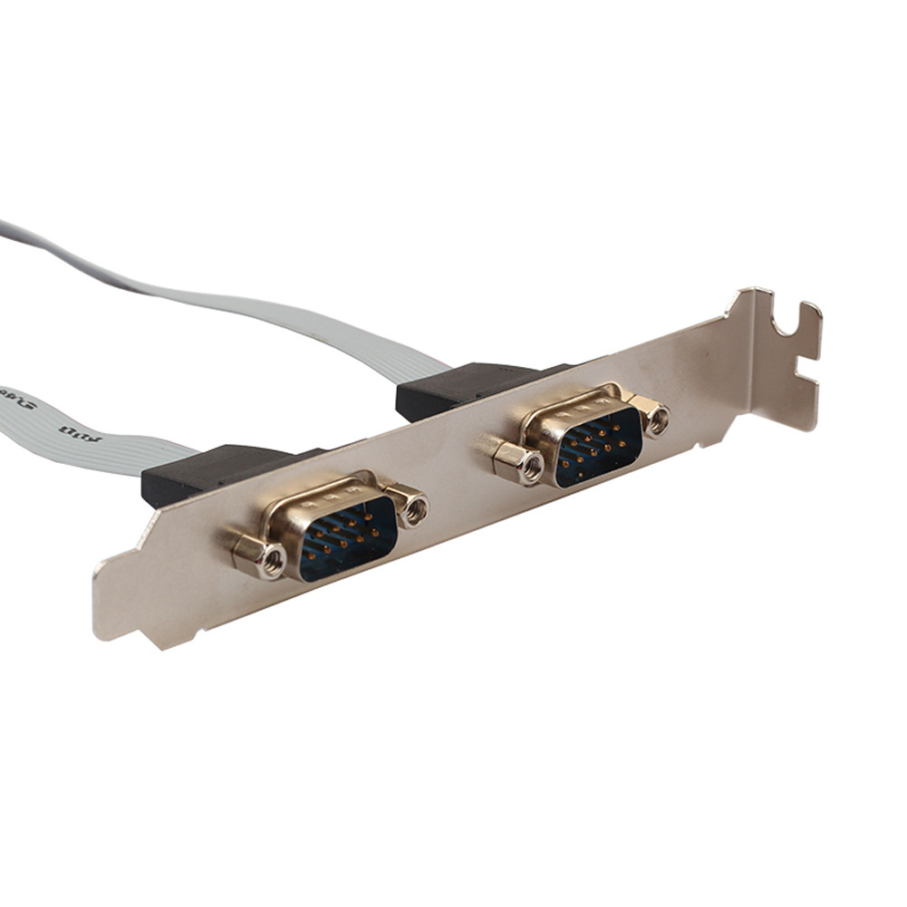 2-Port Serial RS232 DB9 Male COM Port to IDC 10pin Cable w/ Bracket *UK ...
