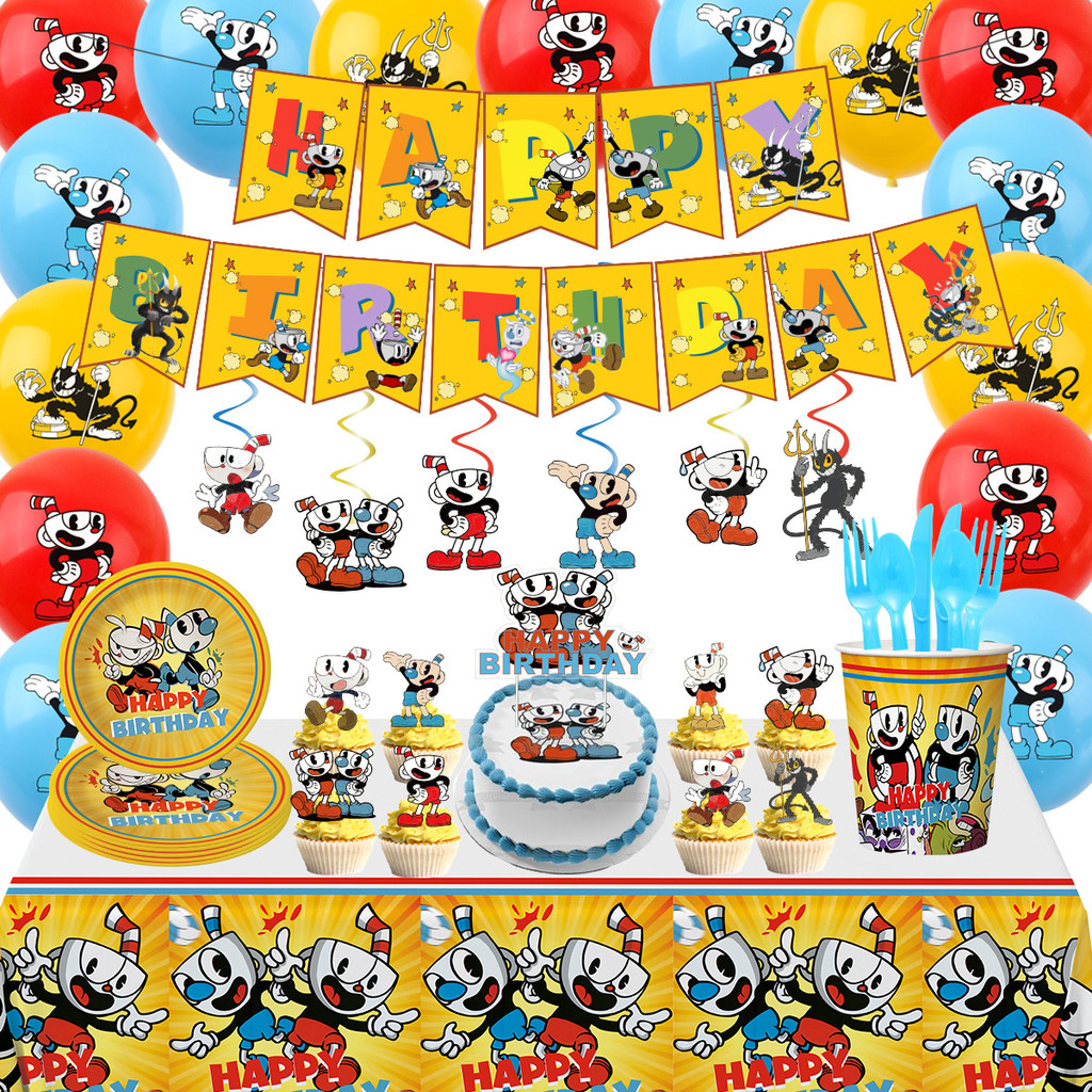 Cuphead Birthday Party Tableware Cartoon Game Themed Decorations Paper ...