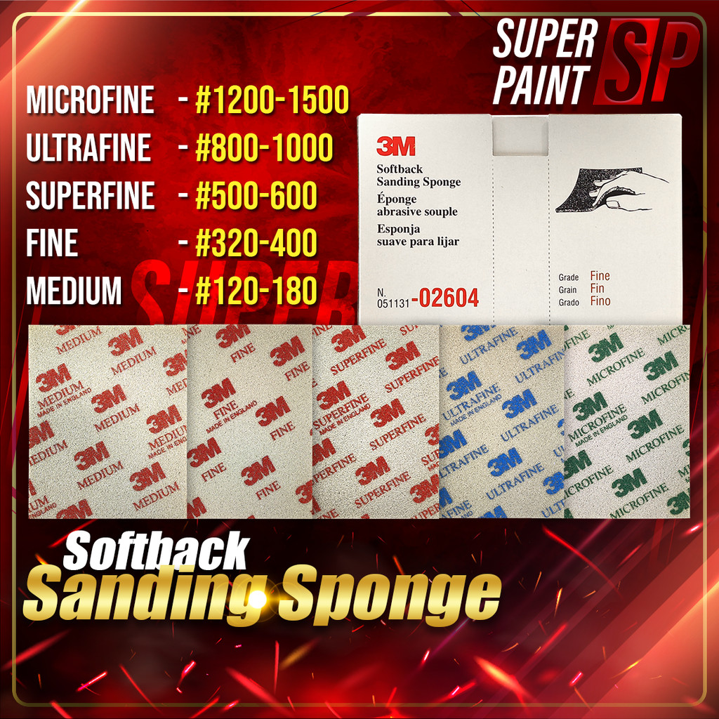 3M Softback Sanding Sponge Microfine Ultrafine Superfine Fine Medium ...