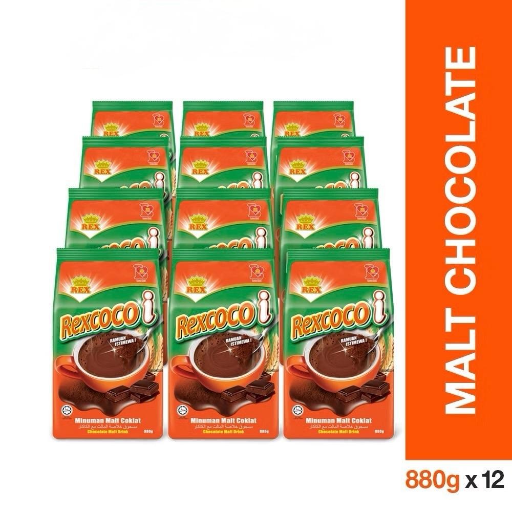 Rexcoco Chocolate Malt Premix 880g x 12 Pack Minuman Coklat Malt Milo ...